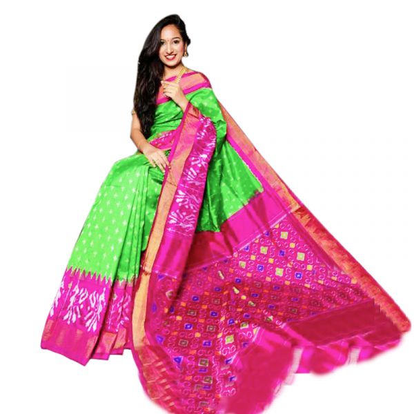 Buy HAMSA DARK GREEN COLOR SAREE WITH GOLD & PINK BORDER PATTU SAREES ...